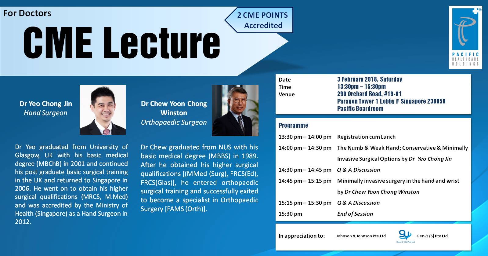Pacific Healthcare CME Lecture on 3 Feb 2018 - Pacific Healthcare