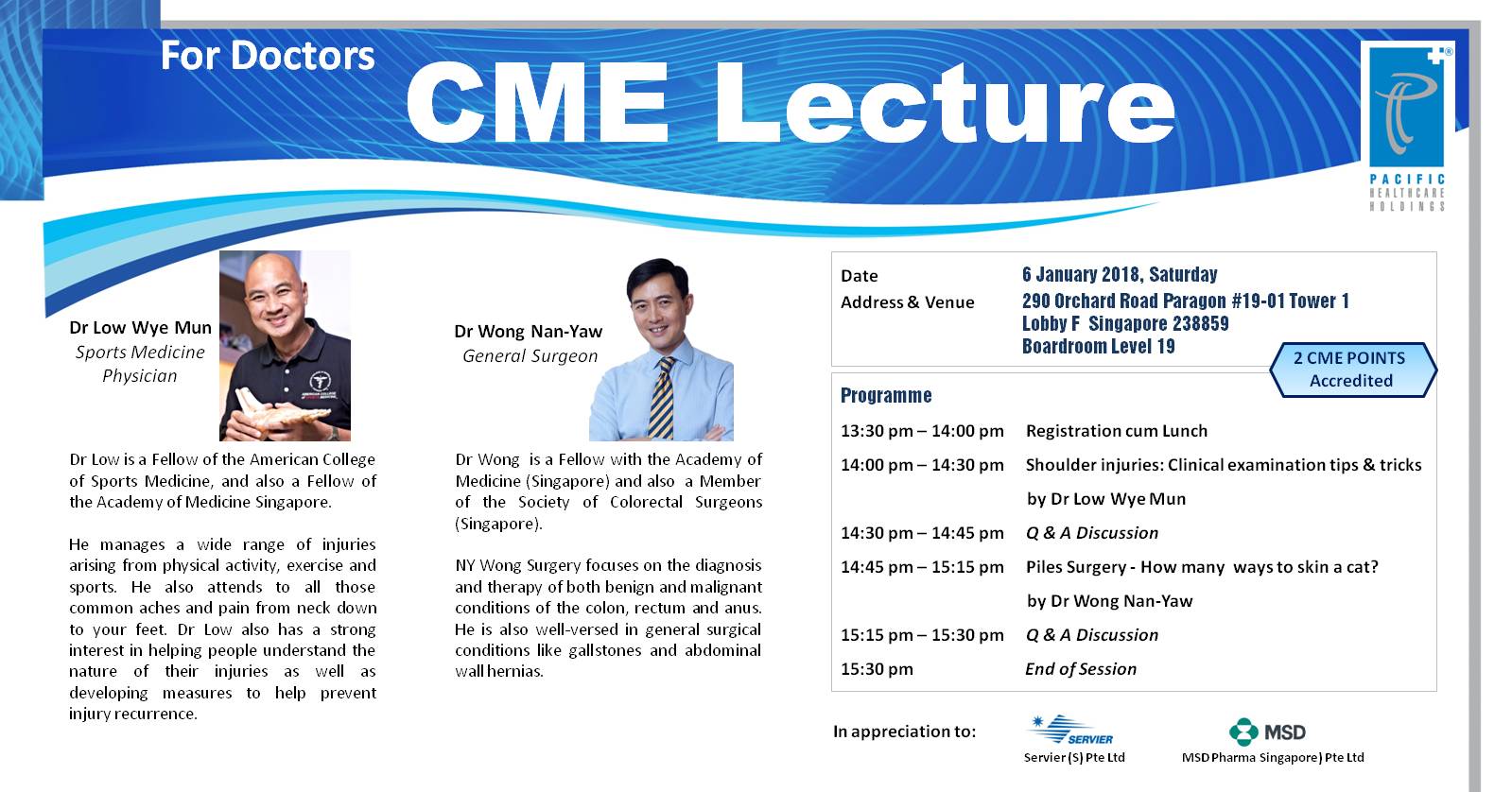 Pacific Healthcare CME Lecture on 6 Jan 2018 - Pacific Healthcare